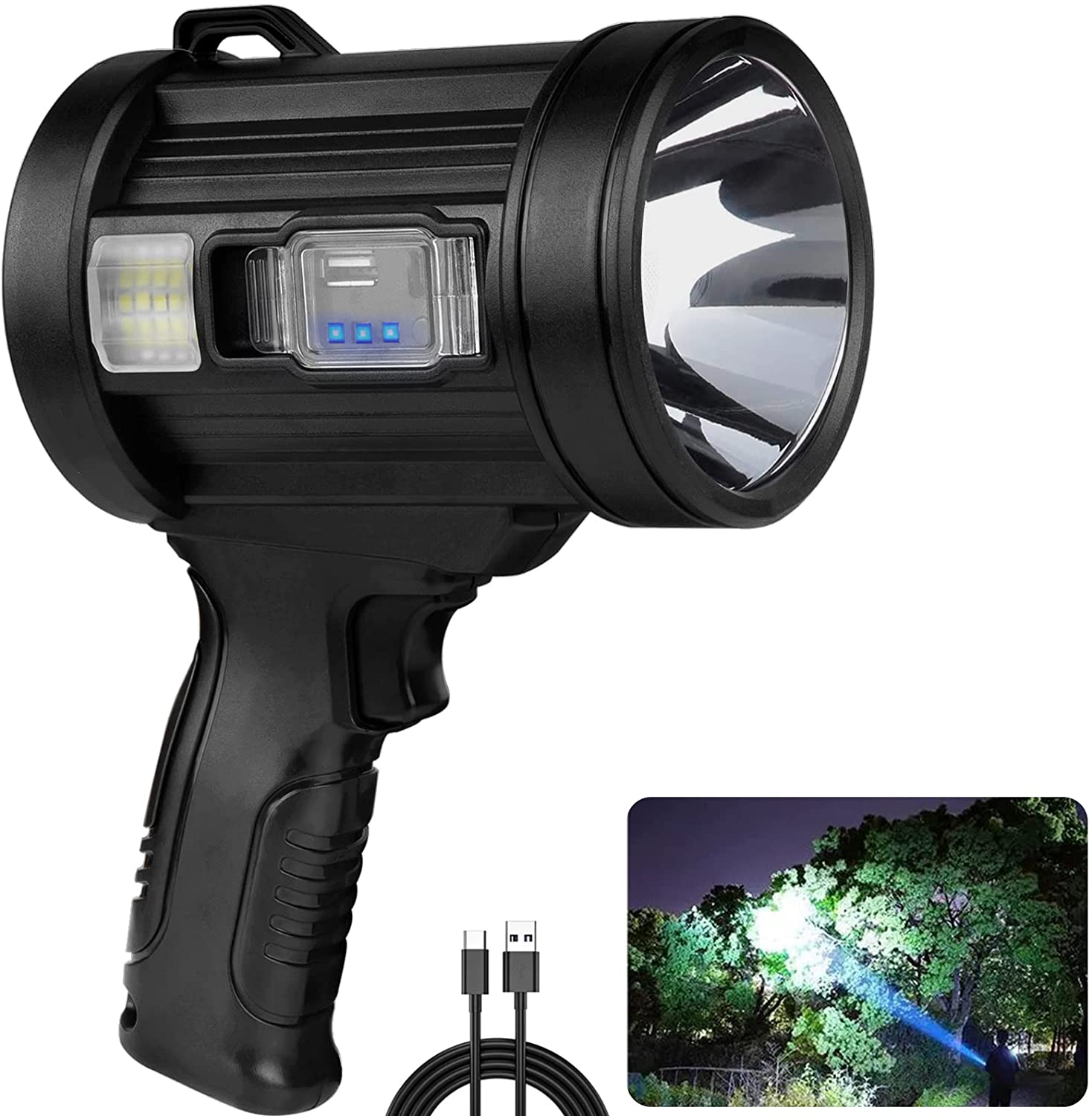 GOHOMAN Rechargeable Spotlight, 90000 Lumens Super Bright Led Flashlig ...